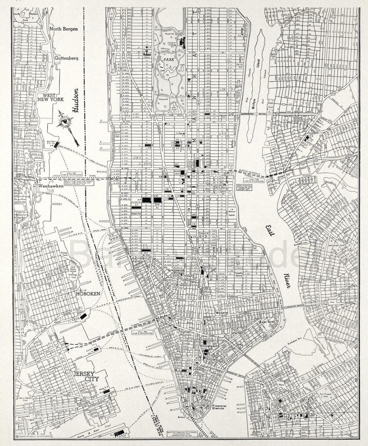 En noir et blanc de New York, la carte de Ville - en Noir et blanc NYC ...